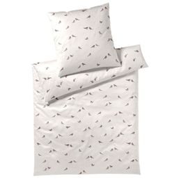 Elegante Bettw&auml;sche &raquo;Rotkehlchen&laquo; 2 Stk. angenehmes Hautgef&uuml;hl beige Mako-Satin, Obermaterial: 50% Baumwolle, 50% Viskose B/L: 155cm x 220cm, 1 Stk., 1 Stk., 