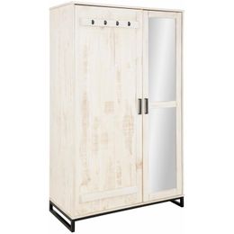 OTTO home Garderobenschrank &raquo;Santos&laquo; mit besonderen T&uuml;rfronten und Spiegel, viel Stauraum, H&ouml;he 180 cm wei&szlig; Massivholz B/H/T: 110cm x 180cm x 52cm, 