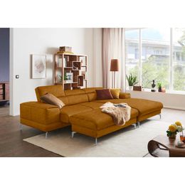 W.Schillig Polsterhocker &raquo;piedroo, Designsofa mit tollem Sitzkomfort, bequem, L-Form&laquo; F&uuml;&szlig;e in Silber matt gelb Stoff S37 (100% Polyester): Luxus-