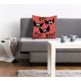 queence Dekokissen &raquo;BOO!&laquo; Kissenh&uuml;lle ohne F&uuml;llung, 1 St&uuml;ck rot Polyester B/L: 40cm x 40cm, 1 Stk.