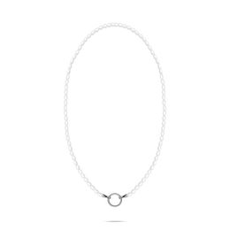 Tamaris Damen Perlenkette &raquo;Pearl Charms&laquo; mit Glasperle wei&szlig; Edelstahl Perlen, L: 45 B: 4,36mm