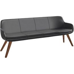 Musterring Essbank &raquo;Tavia&laquo; Stativgestell Wildnussbaum massiv ge&ouml;lt, Breite 180, 200 oder 220 cm grau B/H/T: 220cm x 87cm x 66cm, Echtleder