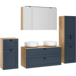 Nobilia Badm&ouml;bel-Set &raquo;Cascada&laquo; Set, inkl. 2 Aufsatzwaschbecken und Spiegelschrank mit Beleuchtung, 6 Stk. tlg. B/H/T: 230cmcm x 184cmcm x 48,2cmcm