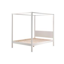 Vipack Himmelbett &raquo;Pino, Kiefer massiv wei&szlig; lackiert, Made in Europe, zeitloses Design&laquo; B/H/T ca. 208x191x148cm, inkl. Rolllattenrost, 2 Breiten zur Auswahl,
