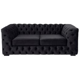 Home Affaire Chesterfield-Sofa &raquo;Kalina&laquo; mit klassischer Chesterfield-Knopfheftung schwarz B/H/T: 190cm x 67cm x 98cm, Samtvelours