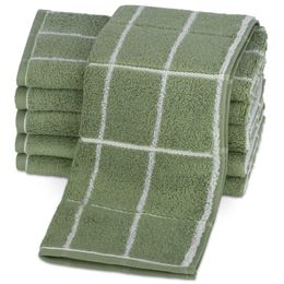 Ross Gaestehandtuecher &raquo;&Uuml;berkaro 9032&laquo; 100% Baumwolle, made in Germany gr&uuml;n Frottier, Frottier B/L: 30cmx50cm, 6 Stk., Karo Streifen, 6 