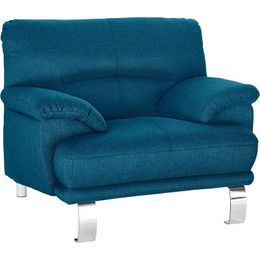 Trendmanufaktur Sessel &raquo;Cecilia II, Loungesessel in italienischem Design&laquo; breite und bequeme Armlehnen blau Microfaser Vintage (100% Polyester);