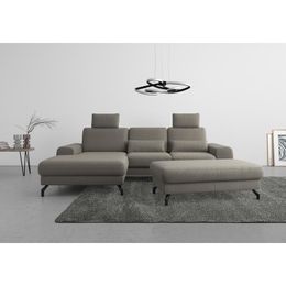 Sit & More sit&more Ecksofa &raquo;Cinturo L-Form&laquo; inklusive Sitztiefenverstellung und Federkern, Sitzh&ouml;he 45 cm braun B/H/T: 283cm x 88cm x 175cm, Luxus-Microfaser 