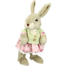 I.GE.A. Osterhase &raquo;Hasenm&auml;dchen mit Rock, Fr&uuml;hjahrsdeko&laquo; Osterdeko aus Stroh, Dekofigur, Tierfigur, Ostern bunt Bast, Polyester B/H/T: 12cm x 28cm