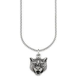 Bruno Banani Herren Kette mit Anh&auml;nger &raquo;Schmuck Geschenk Halskette Tiger Venezianerkette&laquo; silber Edelstahl, L: 55 B: 3mm