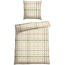 Schiesser Bettw&auml;sche &raquo;Luiza aus weicher Baumwolle mit h&uuml;bschem Karomuster&laquo; 2 Stk. MADE IN GREEN by OEKO-TEX gr&uuml;n Renforc&eacute;, Obermaterial: 100% Baumwolle B/L: 