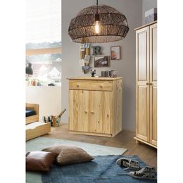 M&ouml;bilia Kommode 1 Stk. tlg. gefertigt aus massivem Kiefernholz beige Massivholz B/H/T: 91cm x 107cm x 43cm, 2 T&uuml;ren, 1 Schublade, 1 Stk., Kiefer, 2 Stk.