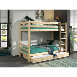 Vipack Etagenbett &raquo;Pino&laquo; Made in Europe, wahlweise mit Bettschublade beige Mit 1 Bettschublade, Liegefl&auml;che B/L: 90cm x 200cm H: 161cm, kein H&auml;rtegrad, ohne 