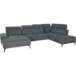 Sit & More sit&more Wohnlandschaft &raquo;Gizeh U-Form&laquo; 15 cm Fu&szlig;h&ouml;he, inklusive Sitztiefenverstellung und Kopfteilverstellung grau B/H/T: 340cm x 230cm, Luxus-