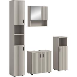 Welltime Badm&ouml;bel-Set &raquo;MANI, 4-tlg. Badkombination, Paneeloptik&laquo; Set, 4 Stk. tlg. beige B/H/T: 150cmcm x 192cmcm x 30cmcm