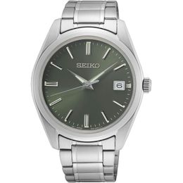 Seiko Herren Quarzuhr Armbanduhr, Herrenuhr, Damenuhr, Datum, Saphirglas, Edelstahlarmband silber Einheitsgr&ouml;&szlig;e