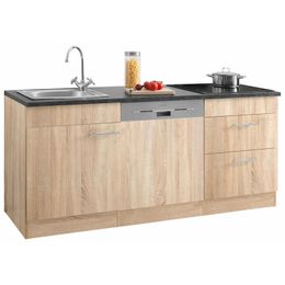 Optifit K&uuml;chenzeile &raquo;Mini&laquo; Breite 180 cm, mit E-Ger&auml;ten, mit Arbeitsplatte braun B/H/T: 180cm x 85cm x 60cm