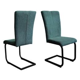 OTTO home Freischwinger &raquo;Oliver&laquo; () 2 Stk.Stuhl belastbar bis 120 Kg blau 92% PES, 8% Nylon B/H/T: 43cm x 98cm x 55cm, 2 Stk., Cord Lederoptik