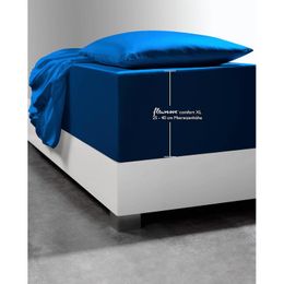 Fleuresse Spannbettlaken &raquo;Comfort XL&laquo; Mako-Jersey, f&uuml;r Matratzen bis 40 cm H&ouml;he, Bettlaken, Spannbetttuch blau Mako-Jersey, Obermaterial: 96% 