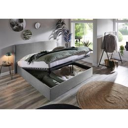ATLANTIC HOME COLLECTION Bettgestell &raquo;Melody&laquo; mit Bettkasten und Lattenrost grau Bettgestell und seitliche Einfassung der Matratzen: Strukturstoff, 