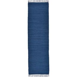 Theko Teppich &raquo;Happy Cotton Fleckerl, handgewebt&laquo; rechteckig 5 mm H&ouml;he Flachgewebe, reine Baumwolle, meliert, mit Fransen, auch als L&auml;ufer blau 
