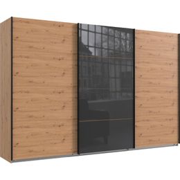 wimex Schwebet&uuml;renschrank &raquo;Norderstedt&laquo; INKLUSIVE 2 Stoffboxen und 2 zus&auml;tzliche Einlegeb&ouml;den, mit Glast&uuml;r grau Holzwerkstoff Artisan Eiche Nachbildung, B/H
