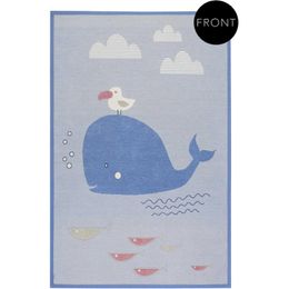 Esprit Kinderteppich &raquo;Whale Buddy ESP-005&laquo; rechteckig 10 mm H&ouml;he Wendeteppich, Tiermotiv oder Sternenhimmel, Kinderzimmer blau Baumwolle, Polyester B : 70cm 
