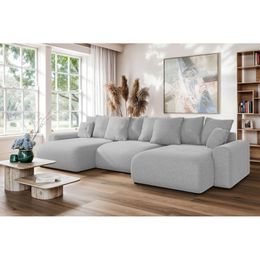 Home Affaire Wohnlandschaft &raquo;LAKESIDE mit Bettfunktion und Bettkasten, Ma&szlig;e B/T/H: 332,5/142/84 cm&laquo; U‐Form mit vielen Kissen und Wellenunterfederung 