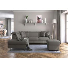 Sit & More sit&more Ecksofa &raquo;Freetown L-Form&laquo; inklusive Kopfteilverstellung und komfortablem Federkern grau B/H/T: 252cm x 84cm x 216cm, Luxus-Microfaser ALTARA 