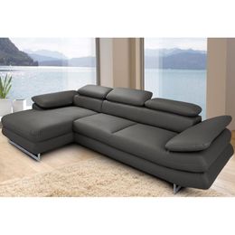 COTTA Ecksofa &raquo;Solution L-Form&laquo; mit Arm- & Kopfteilverstellung, wahlweise mit Schlaffunktion grau B/H/T: 286cm x 73cm x 167cm, Kunstleder SOFTLUX , 