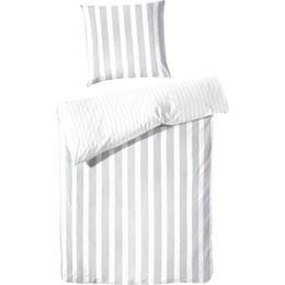 Primera Wendebettw&auml;sche &raquo;Delf&laquo; 3 Stk. mit Streifen silber Perkal, Obermaterial: 100% Baumwolle B/L: 240cm x 220cm, 1 Stk., 2 Stk., Perkal, B/L: 80cm x 80cm & 