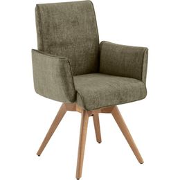 K+w Komfort & Wohnen K+W Komfort & Wohnen Esszimmerstuhl &raquo;Drehstuhl, Polsterstuhl&laquo; () Armlehnenstuhll mit 360&deg; Drehfunktion massives Holzuntergestell gr&uuml;n B/H/T: 61cm x 