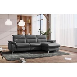 Sit & More sit&more Ecksofa &raquo;Astoria L-Form&laquo; wahlweise mit motorischer Relaxfunktion grau 100% Polyester B/H/T: 260cm x 91cm x 175cm, Luxus-Microfaser ALTARA 