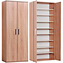 Procontour Schuhschrank &raquo;Schrank Clara&laquo; H&ouml;he 167cm, mit variabel verstellbaren Einlegeb&ouml;den braun B/H/T: 64cm x 167cm x 34cm, T&uuml;ren: 2 Stk.