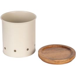 Wenko Vorratsdose &raquo;Modell Aria&laquo; Aufbewahrungsdosen f&uuml;r Lebensmittel mit Deckel & Luftl&ouml;chern, 1,6 L beige Massivholz, Metall B/H/L: 15cm