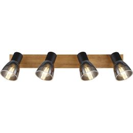 Globo LIGHTING Deckenspot &raquo;CLAUDE&laquo; E14 1 Stk. Strahler Holz/Schwarz, Rauchglas, E14 braun 4, H: 15,5cm, 1 Stk.