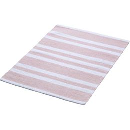 See Mann Garn SEE∙MANN∙GARN Badematte &raquo;Lina, Badvorleger, Badezimmer Teppich&laquo; H&ouml;he 5 mm fu&szlig;bodenheizungsgeeignet Badteppich, gestreift, pflegeleicht rosa Baumwolle 