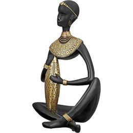 Gilde Afrikafigur &raquo;Figur Amari&laquo; Orientalisches Design in Schwarz-Gold, Skulptur schwarz Kunstharz B/H/T: 19cm x 32,5cm x 15cm