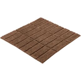 Kleine Wolke Badematte &raquo;Tiles, Badvorleger, Badezimmer Teppich&laquo; H&ouml;he 13 mm rutschhemmend beschichtet fu&szlig;bodenheizungsgeeignet Badteppich, Uni Farben, Hoch-Tief 