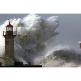 papermoon Fototapete &raquo;Lighthouse in Storm&laquo; glatt bunt Vlies B/L: 4m x 2,6m, Bahnen: 8 Stk.