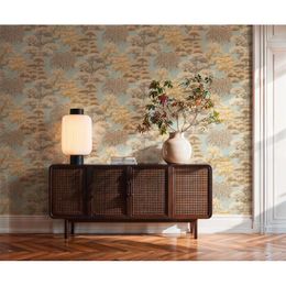 A.S. Cr&eacute;ation Vliestapete &raquo;Cuba II Tropical Garden Trees&laquo; Retro floral tropisch leicht strukturiert Stilisiertes Naturmotiv mit dekorativen B&auml;umen und Tiefe blau 