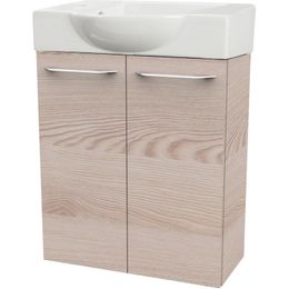 Fackelmann Waschtisch &raquo;SBC&laquo; Set, bestehend aus Becken und Unterbau, Breite ca. 55 cm braun Holzwerkstoff, Keramik B/H/T: 54,5cm x 70,5cm x 31,7cm