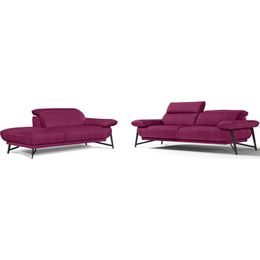 Egoitaliano Sofa &raquo;Anais, Design mit hohem Sitzkomfort, Fu&szlig;farbe schattengrau&laquo; Set, Kopfteil verstellbar, Luxus-Microfaser, fuchsia pink Luxus-Microfaser, Ottomane