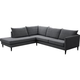 ATLANTIC HOME COLLECTION Ecksofa &raquo;Rekvik L-Form&laquo; mit Wellenunterfederung, mit Massivholzf&uuml;&szlig;en grau B/H/T: 258cm x 79cm, Struktur, Recamiere links