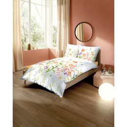 Kaeppel Bettw&auml;sche &raquo;Summer Meadow&laquo; 2 Stk. orange Perkal, Obermaterial: 100% Baumwolle B/L: 135cm x 200cm, 1 Stk., 1 Stk., Perkal, B/L: 80cm x 80cm, 2 Stk.