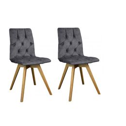 OTTO home Esszimmerstuhl &raquo;Rania&laquo; (Set) 2 Stk.Massivholzgestell, mit Knopfheftung grau Holzwerkstoff, Massivholz B/H/T: 45cm x 91cm x 55cm, 2 Stk., 