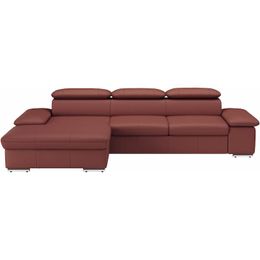 Sit & More sit&more Ecksofa &raquo;Valantine L-Form, B: 286 cm&laquo; mit Arm- & Kopfteilverstellung, optional mit Schlaffunktion rot NaturLEDER B/H/T: 286cm x 73cm x 174cm,