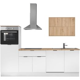 KOCHSTATION K&uuml;chenzeile &raquo;KS-Georgia, mit 38mm starker Arbeitsplatte&laquo; Breite 260 cm, wahlweise mit E-Ger&auml;ten und K&uuml;hlschrank wei&szlig; B/H/T: 260cm x 220cm 