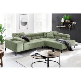 Home Affaire Ecksofa &raquo;Ancona New, wahlweise motorische Sitztiefenverstellung, auch in Cord&laquo; feine Steppung, mit Kopfteilverstellung, 3 Zierkissen, L-