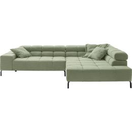 Home Affaire Ecksofa &raquo;Ancona New, wahlweise motorische Sitztiefenverstellung, auch in Cord&laquo; feine Steppung, mit Kopfteilverstellung, 3 Zierkissen, L-